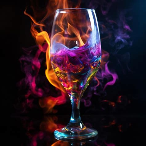 Premium Ai Image Colorful Wine Glass On A Dark Background With Smoke