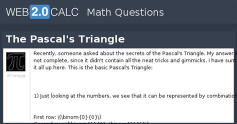 view question the pascal s triangle