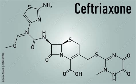 Skeletal Formula Of Ceftriaxone Antibiotic Drug Molecule Third