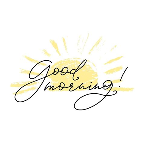 Good Morning Lettering With Sun Handmade Calligraphy Vector