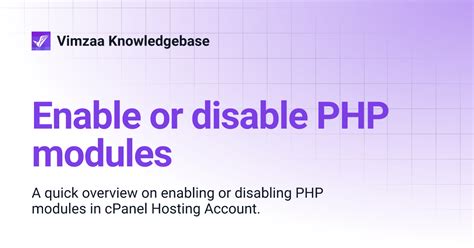 enable or disable php modules vimzaa knowledgebase