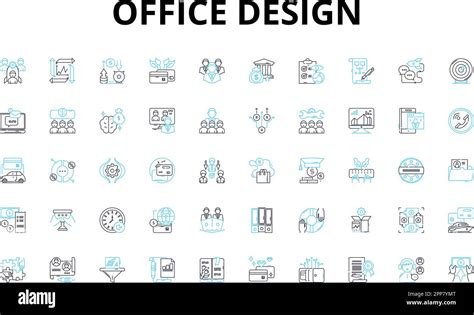 Office Design Linear Icons Set Productivity Efficiency Collaboration