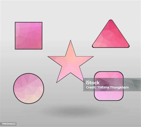 다각형 기하학적 수치 정사각형 원 사각형 별 삼각형 모양의 디자인 요소 집합입니다 흰색 배경에 현대 다각형 크리스탈 스타일의 다채로운 모양 0명에 대한 스톡 벡터 아트 및