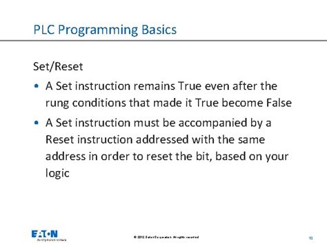 PLC Programming Basics Eaton Corporation All Rights