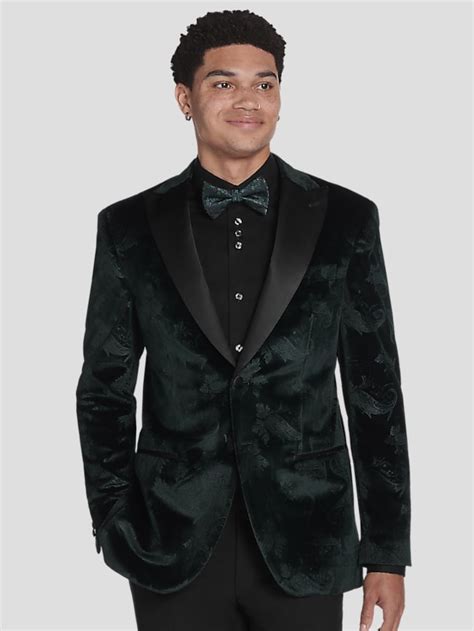 Egara Slim Fit Embossed Velvet Paisley Dinner Jacket Dinner Jackets