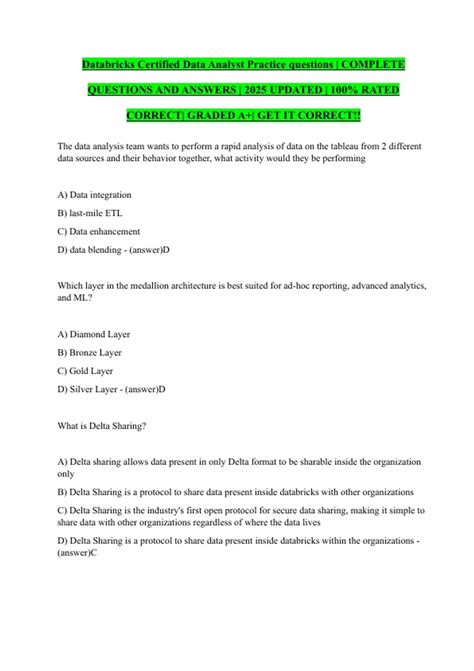 Databricks Certified Data Analyst Practice Questions Complete