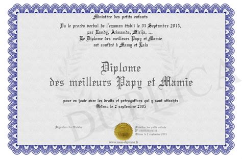 Diplome Des Meilleurs Papy Et Mamie