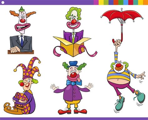 Premium Vector Cartoon Clowns Comic Characters Set