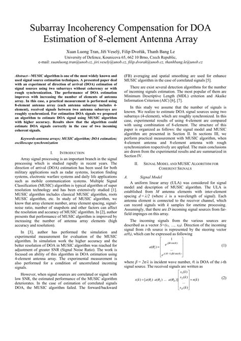 PDF Subarray Incoherency Compensation For DOA Estimation Of 8 Element