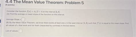 solved 4 4 the mean value theorem problem 5 6 points