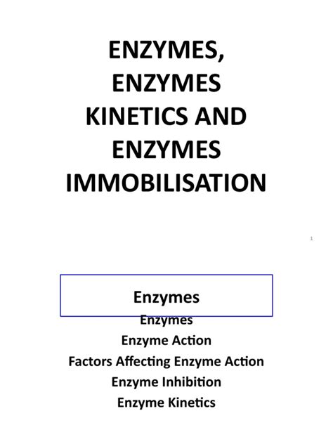 Enzymes Enzymes Kinetics And Enzymes Immobilisation Pdf Enzyme