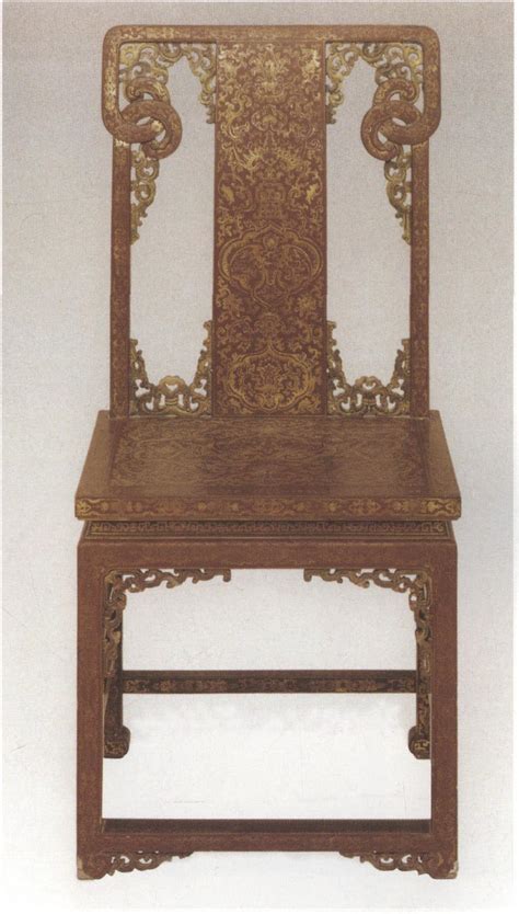 紫漆描金福寿纹靠背椅 古典家具 图片