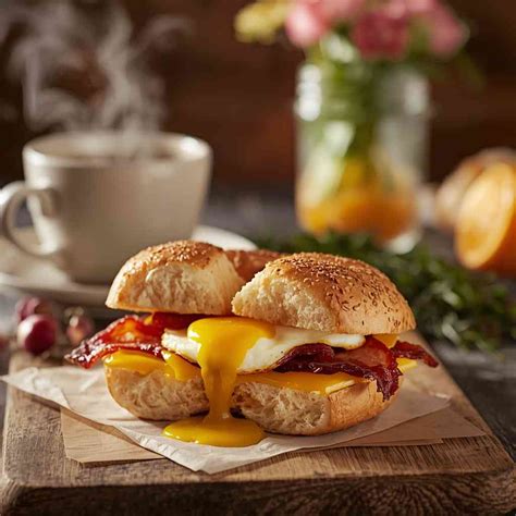 Breakfast Bagel Sandwich With Bacon Cooking Kart