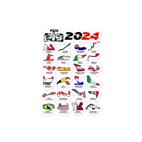 F1 2024 Calendar Sticker Drszone Calendar Design Calendar Stickers