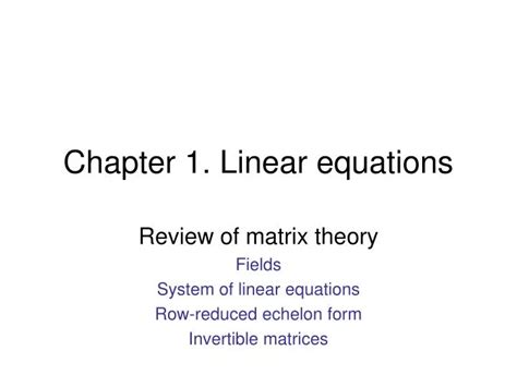 PPT Chapter 1 Linear Equations PowerPoint Presentation Free Download ID 6614681