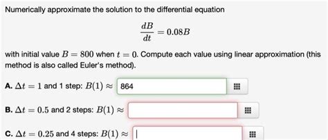 Solved Numerically Approximate The Solution To The Chegg