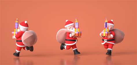 선물을 전달하는 산타클로스 만화 3d 산타 클로스 선물 크리스마스 Png 일러스트 및 이미지 에 대한 무료 다운로드