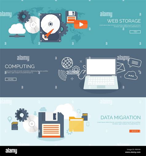 Vector Illustration Flat Cloud Computing Background Data Storage Network Technology