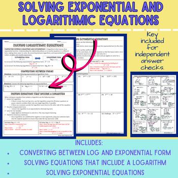 Solving Exponential And Logarithmic Equations Step By Step Practice