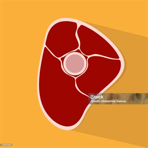 노란 배경에 고립 된 생 조리되지 않은 신선한 고기 스테이크는 하루를 버린다 그림자의 오버레이 벡터 그림입니다 슈니첼에 대한