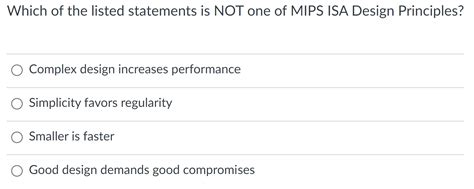 Solved Which Of The Listed Statements Is NOT One Of MIPS ISA Chegg Com