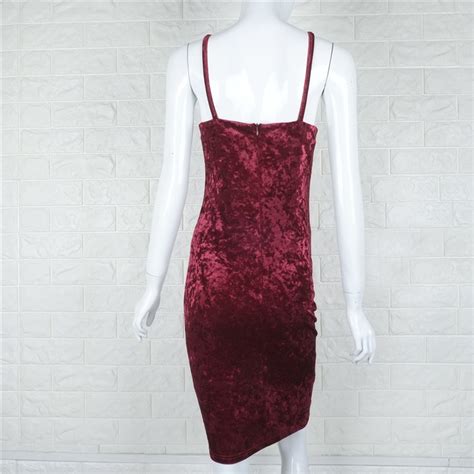 Sexy Spaghetti Strap Velvet Backless Bodycon Long Dress On Luulla