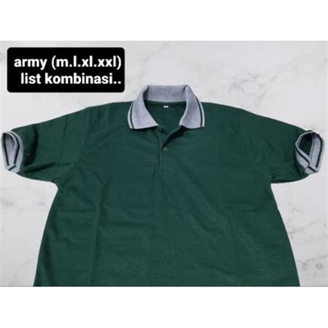 Jual KAOS SERAGAM POLOS POLO KERAH PRIA WANITA LIST KOMBINASI ARMy M Kab Tangerang