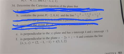 Solved Determine The Cartesian Equation Of The Plane That Chegg
