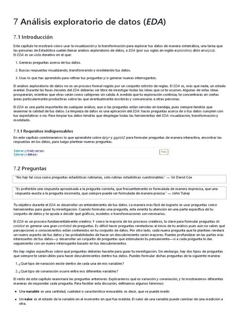 Análisis Exploratorio De Datos Eda Pdf Histograma Medición