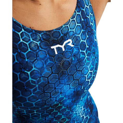 Tyr Womens Thresher Open Back Swimsuit Akurra Blue Achivr