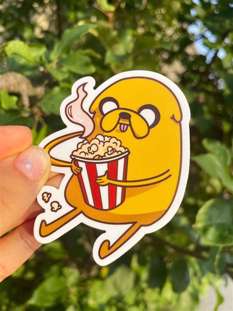 Jake Popcorn Adventure Time Vinyl Sticker Etsy