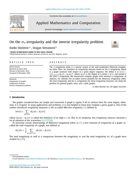 On The σt Irregularity And The Inverse Irregularity Problem Download Free Pdf Vertex Graph