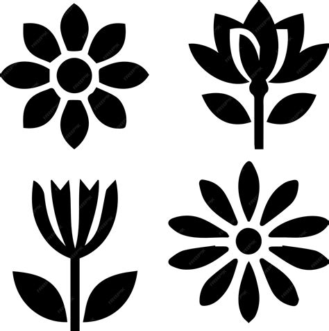Premium Vector Minimal Flowere Icon Vector Silhouette Black Color