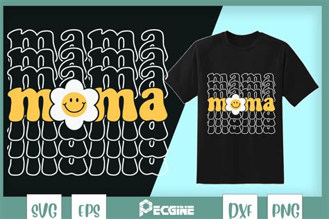 Mama Smiley Face Daisy Retro Mama Graphic By Pecgine · Creative Fabrica