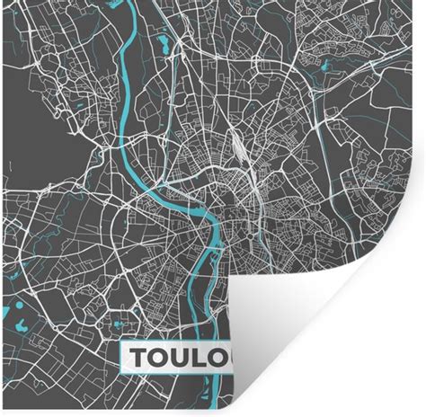 Muurstickers Toulouse Frankrijk Kaart Stadskaart Plattegrond