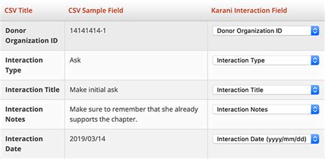 importing interactions csv file importing information user guide