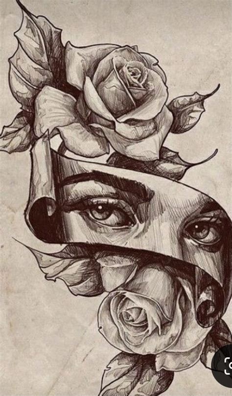 A Drawing Of A Woman S Face With Roses On Her Head And The Word Love