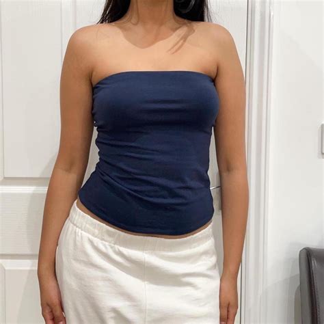 Tube Top Navy Blue Tube Top Blue Bandeau Top Boob Depop