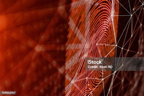 3d 일러스트레이션 지문 스캔은 생체 인식 식별을 통해 보안 액세스를 제공 합니다 개념 지문 해킹 위협 이진 코드와 손가락 인쇄 디지털 보안의 개념입니다 지문에 대한 스톡