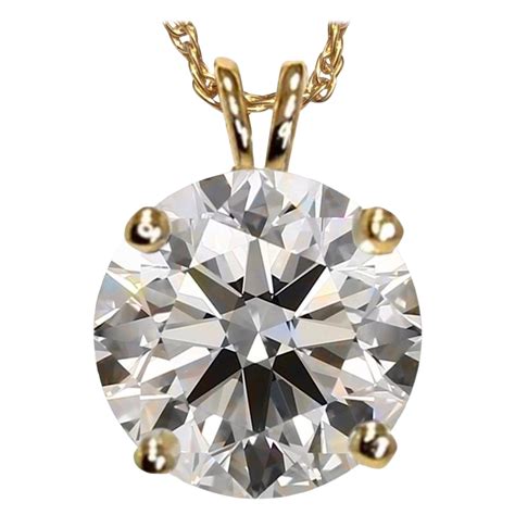 Near 1 Carat Ct Gia Solitaire Round Diamond Pendant Necklace 14k Gold