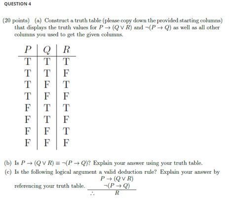 Solved 20 Points A Construct A Truth Table Please Copy