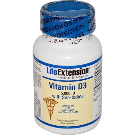 Life Extension Vitamin D3 With Sea Iodine 5000 Iu 60 Capsules Iherb