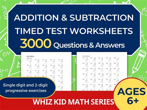 Addition And Subtraction Timed Test Worksheets For Grades 1 And 2