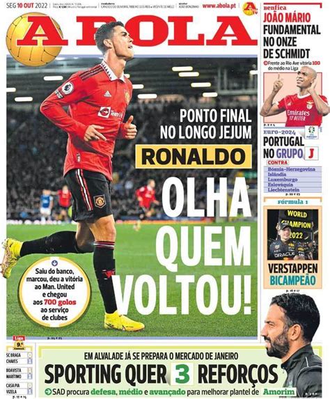 Capa Jornal A Bola 10 Outubro 2022 Capasjornais Pt