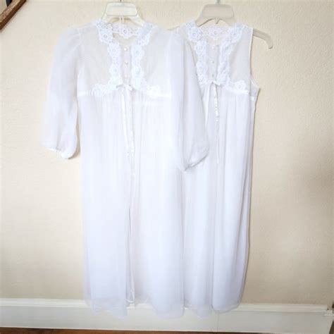Gossard Intimates And Sleepwear Vintage Gossard Artemis Chiffon Sheer Long Nightgown Robe
