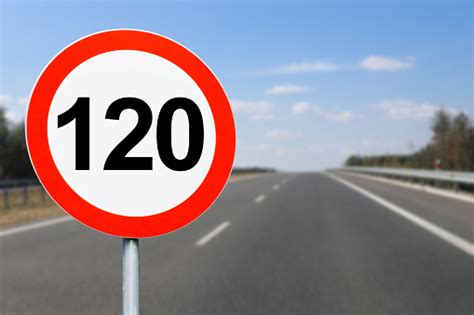 Speed Limit Sign Background 120 Kmph On A Highway Safe Driving And