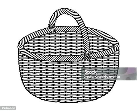 Tas Siluet Ember Rotan Keranjang Ilustrasi Teknis Aksesori Fashion