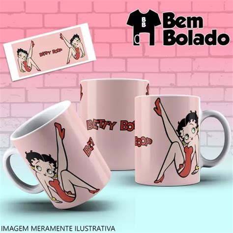 Caneca Betty Boop Pernas Fundo Vermelho Parcelamento Sem Juros
