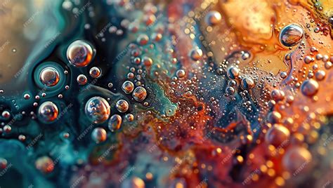 Premium Photo Microscopic Bubbles On A Colorful Heterogeneous Surface