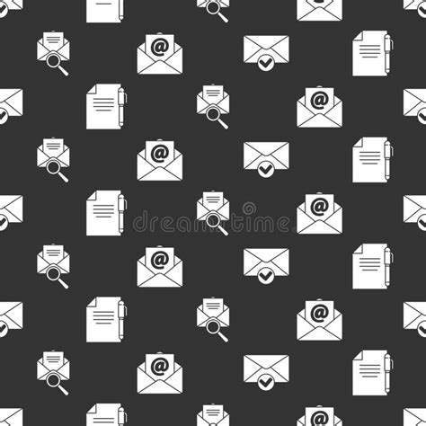 Set Envelope And Check Mark Document And Pen Envelope With Magnifying